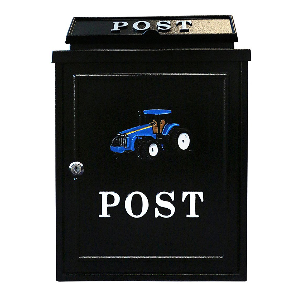 TY077 - Cast Alum Post Box, Blue Tractor - Curust Industries
